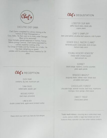 Chef’s Table on Carnival Cruise Line: Everything You Need to Know